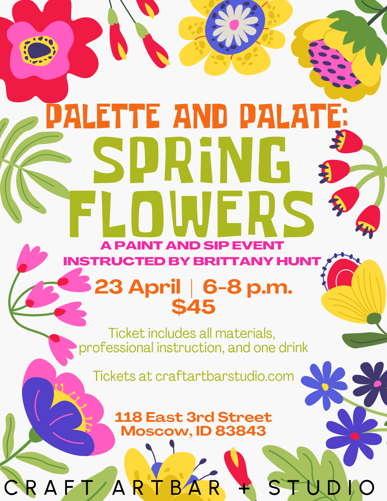 Palette and Palate: Spring Flowers | Craft Artbar and Studio